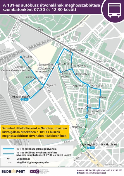 Javasoljuk a 181-es autóbuszvonal szombat délelőtti meghosszabbításának ...